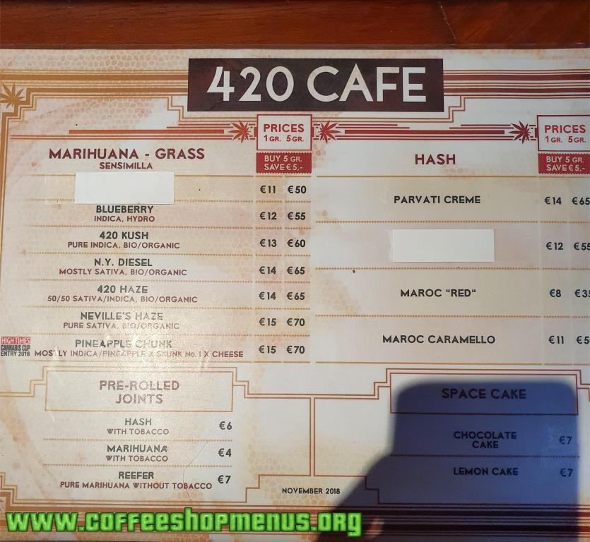 420 Cafe (menu) - Amsterdam Coffeeshop Directory